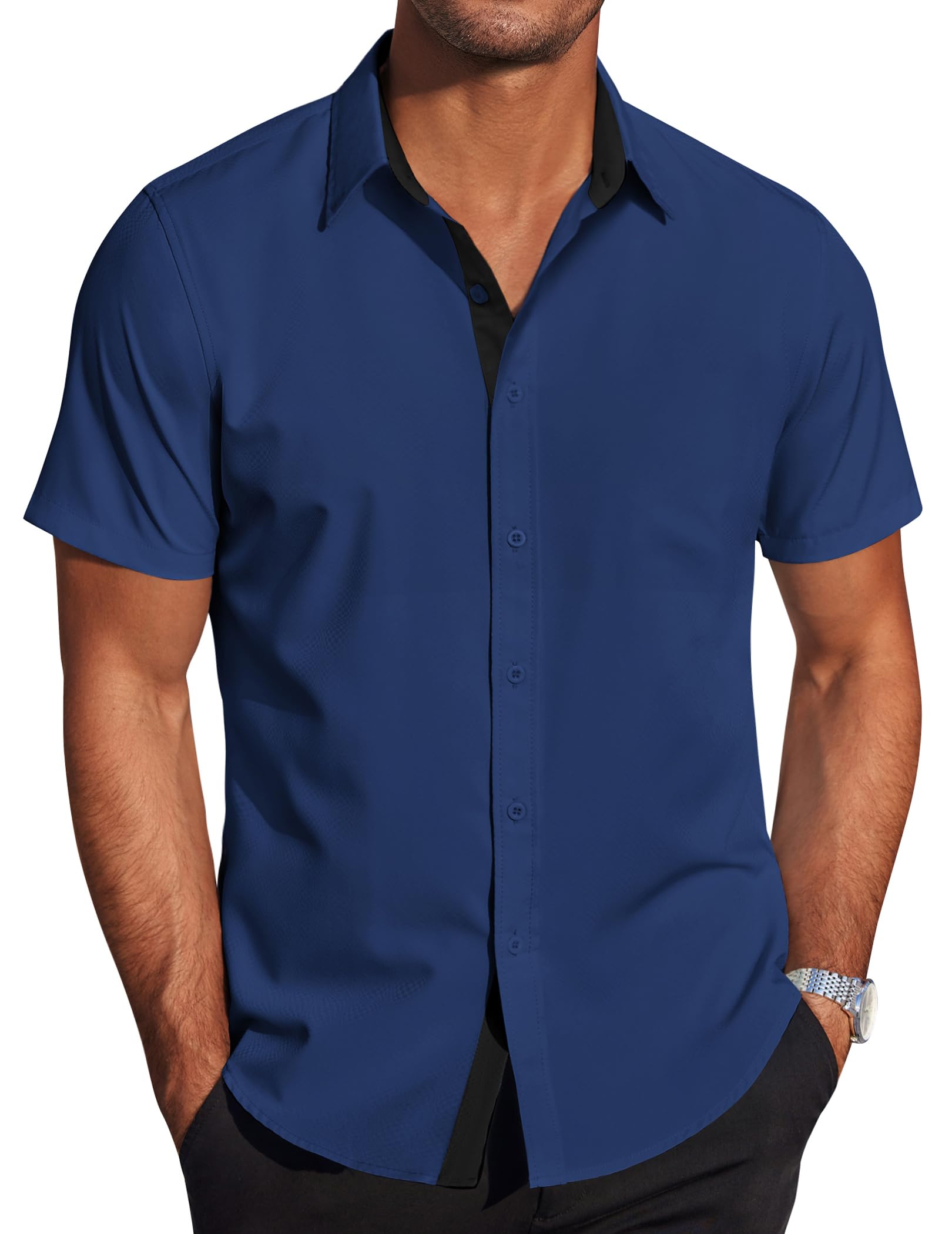 Snapklik.com : Wrinkle Free Dress Shirts For Men Short Sleeve Button ...
