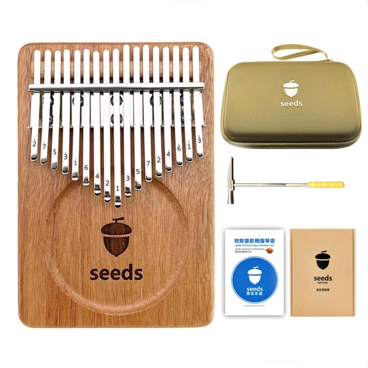 Seeds Kalimba Thumb Piano 17 Keys Okoume wood ultra-lightweight ...