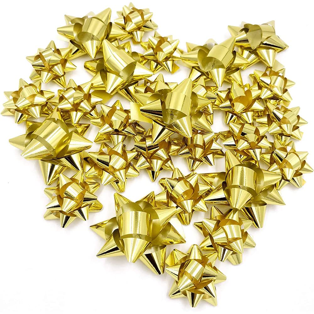 ANGIX 20 x Gold Metallic Gift Bows Self Adhesive Present Decorative ...