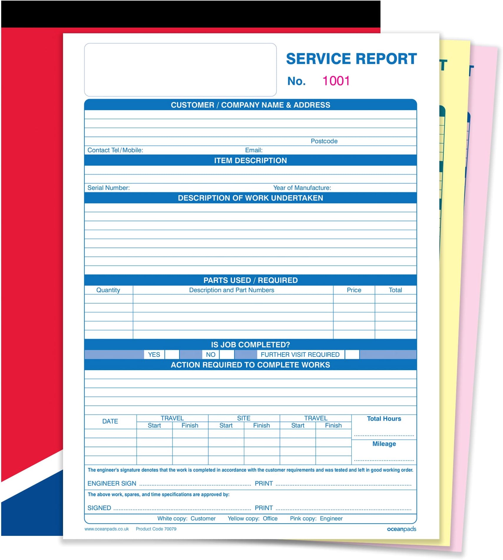 Ocean Pads Engineer Service Report Book with Inspection Description ...