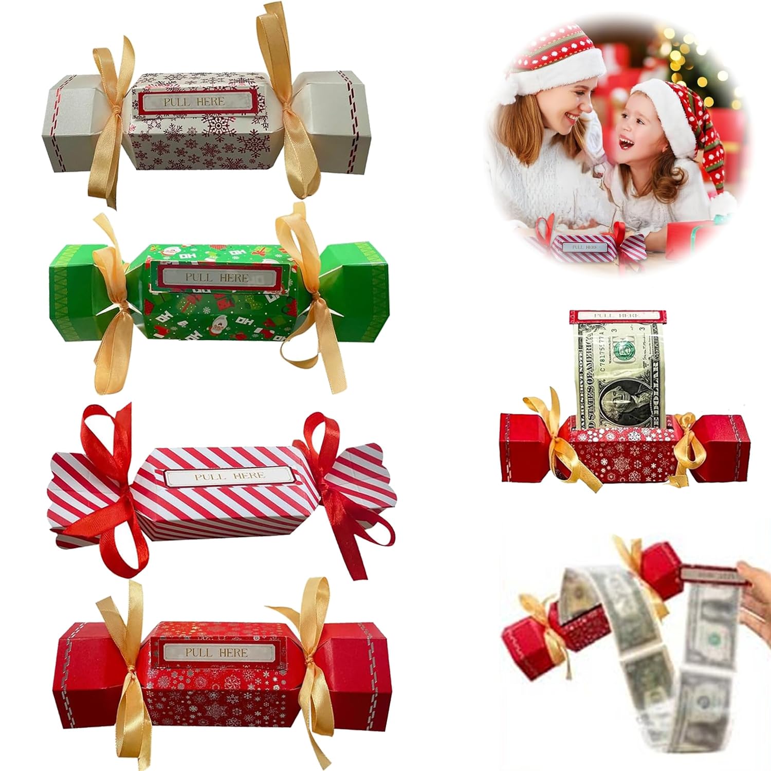Amazon.com: Christmas Surprise Money Pull Pouch, 4PCS Candy Surprise ...