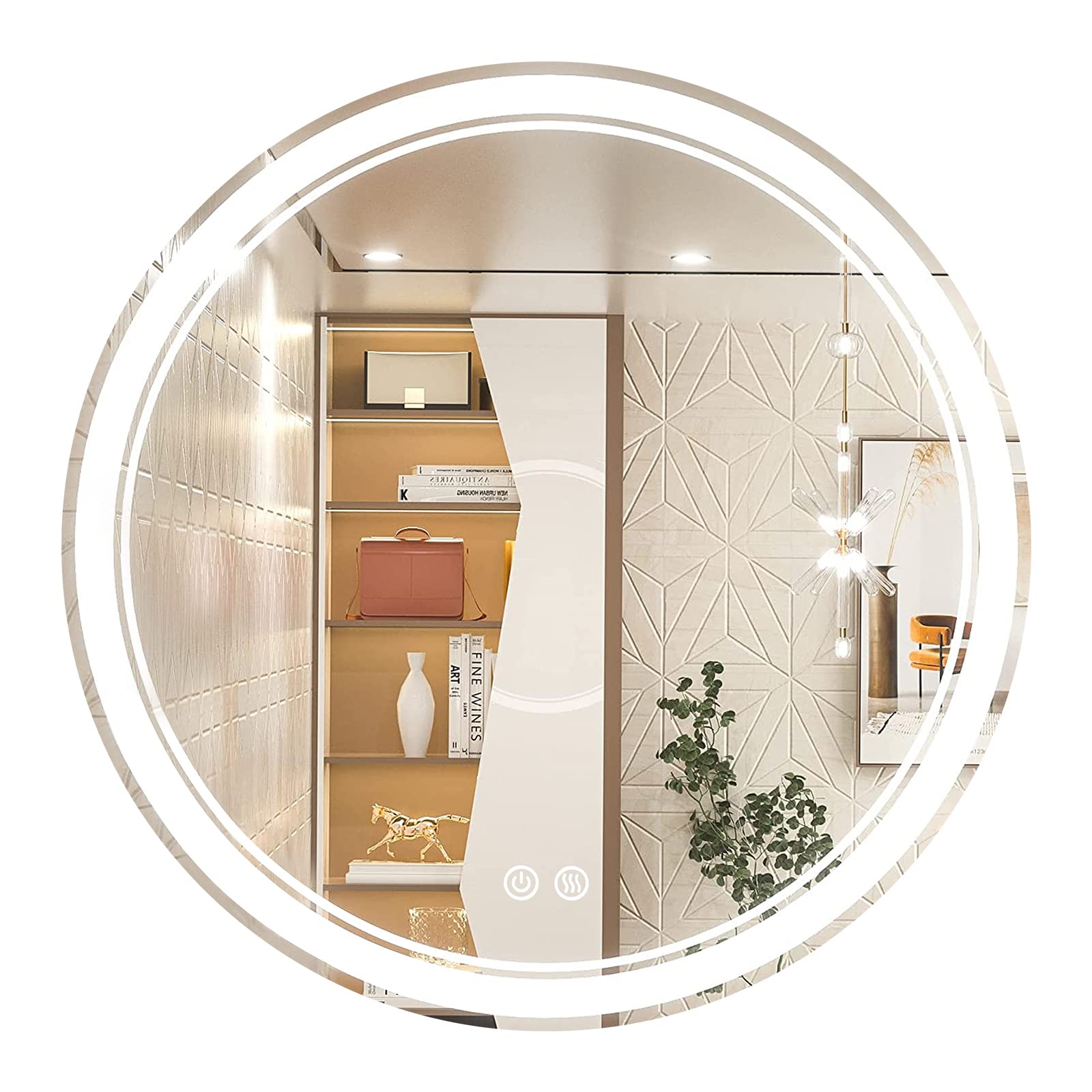 24" Round LED Bathroom Vanity Mirrors with Lights Smart Wall Mounted ...