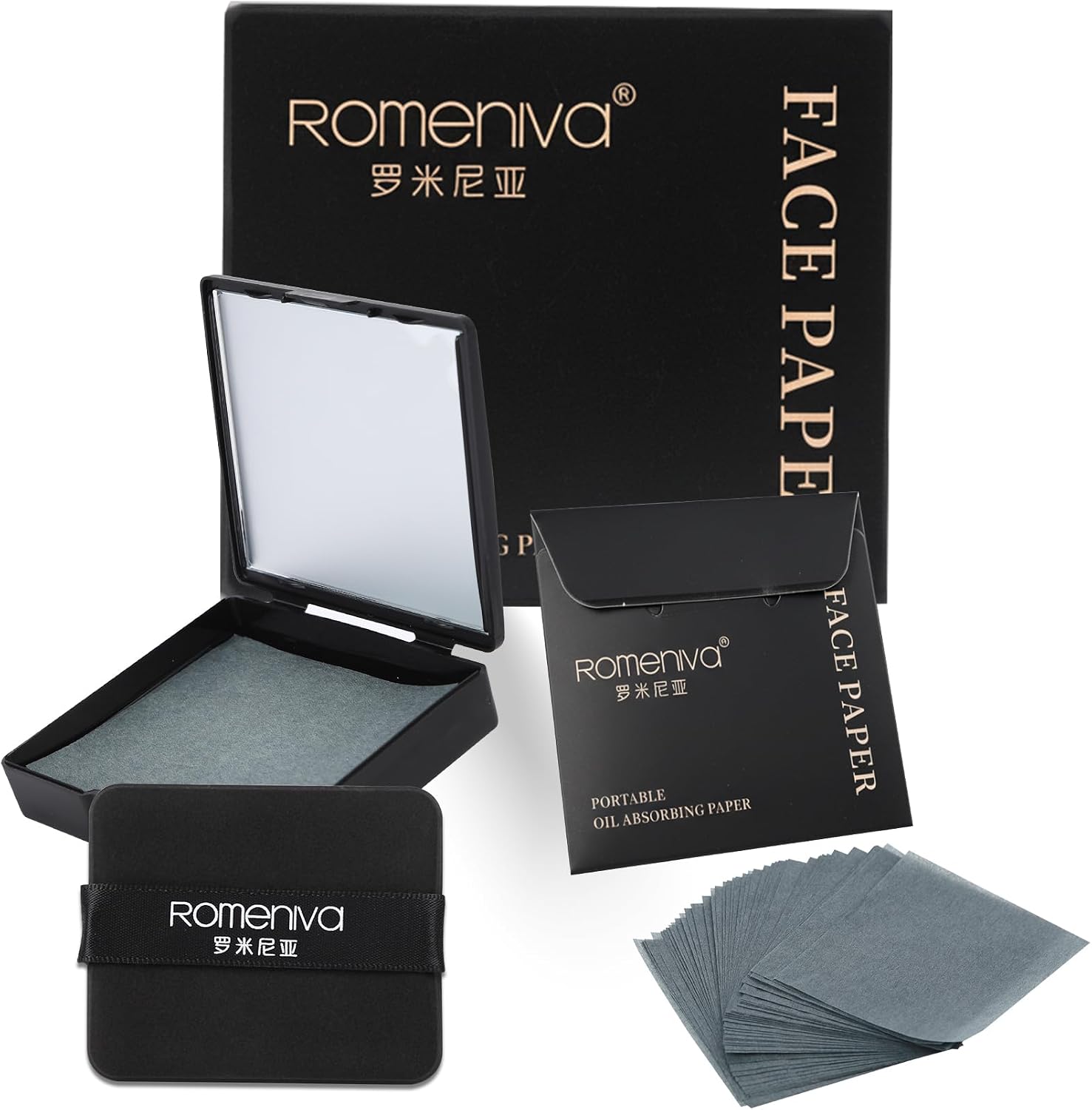 Amazon.com : 500 Sheets Oil Blotting Sheets for Face with Mirror & Puff ...