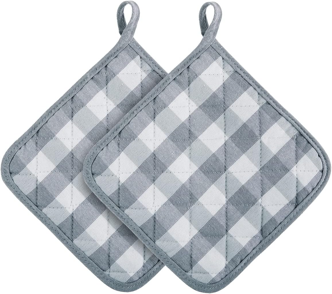 Amazon.com: Buffalo Check Pot Holders, 2 Pack, Grey - 8" x 18 ...