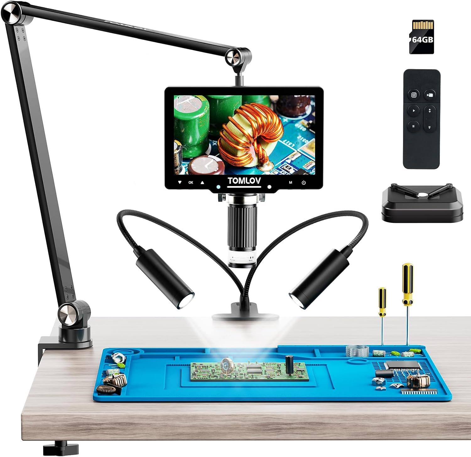 Amazon.com : TOMLOV 2025 New DM501S 2K Flexible Arm Digital Microscope ...