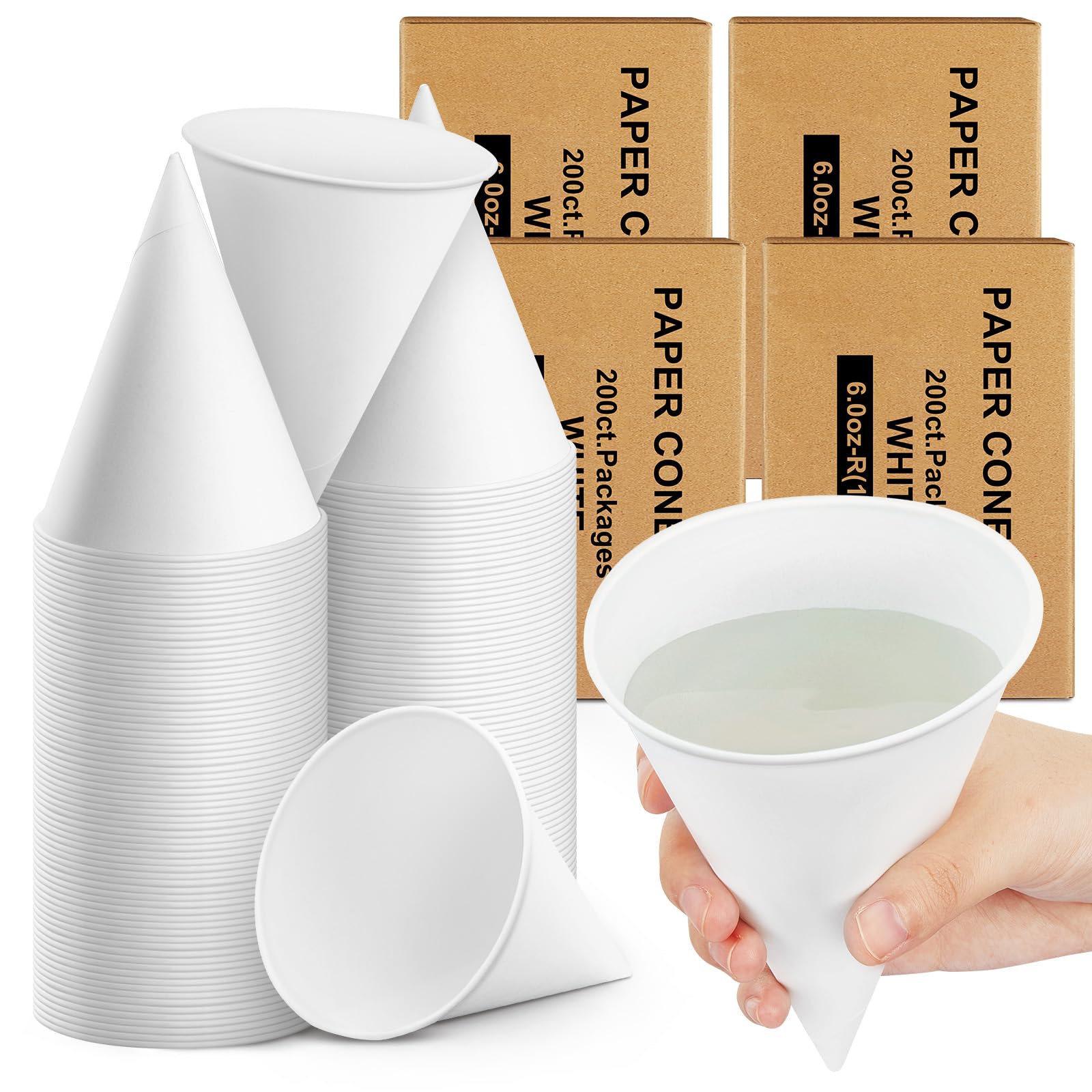 Snapklik.com : Roshtia 800 Pcs 6oz Paper Cone Cups Thicken Disposable ...