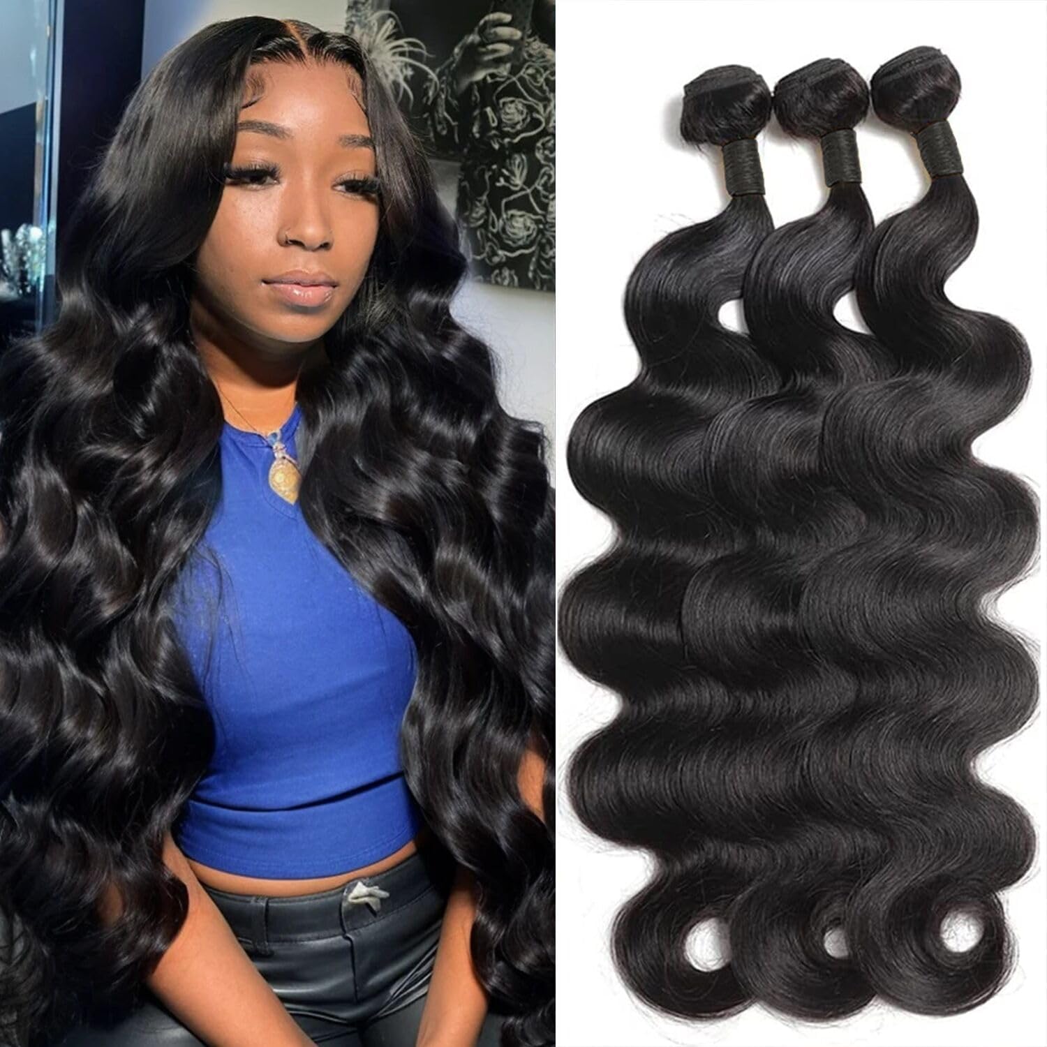 Body Wave Bundles Human Hair Weave 3 Bundles Body Wave Brazilian Virgin ...