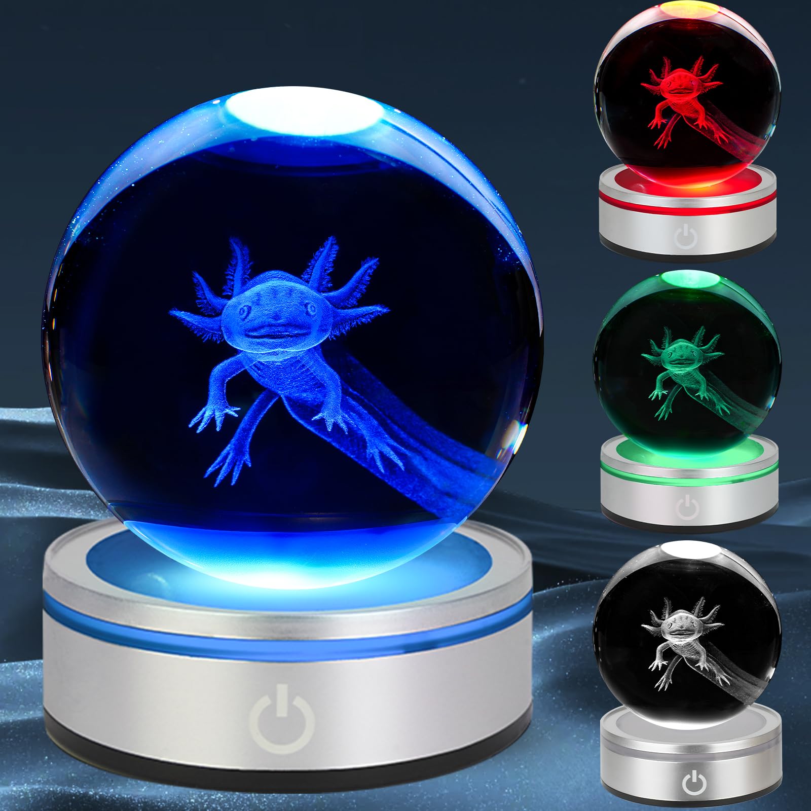 Amazon.com: 3D Axolotl Crystal Ball Night Light with LED Colorful Light ...