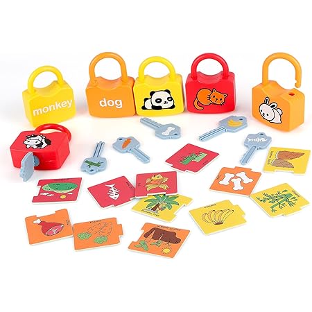 Amazon.com: Matching Games Lock Set Toy Lock and Key Set Color ...