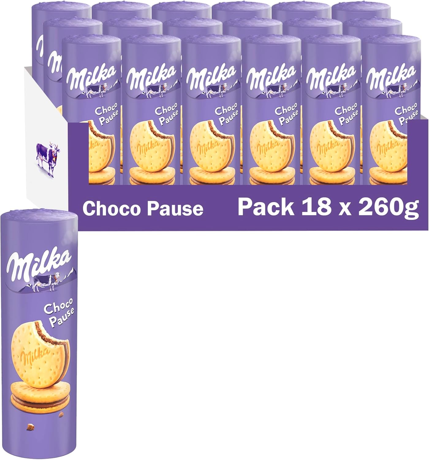 Milka Choco Pause Galletas Rellenas de Crema de Chocolate 260g - Pack de 18 : Amazon.es ...
