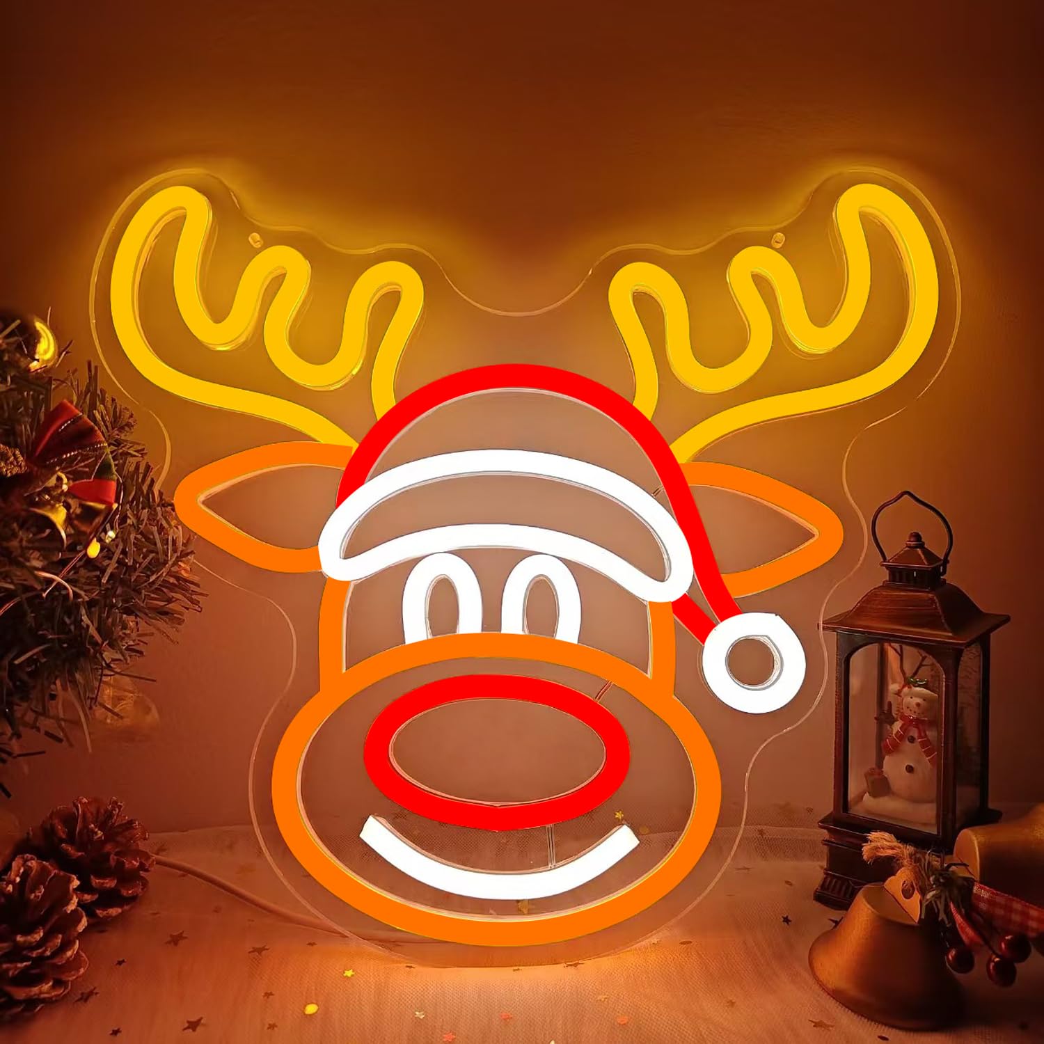 Amazon.com : Vveikea Christmas Neon Sign Elk Neon Christmas Lights ...