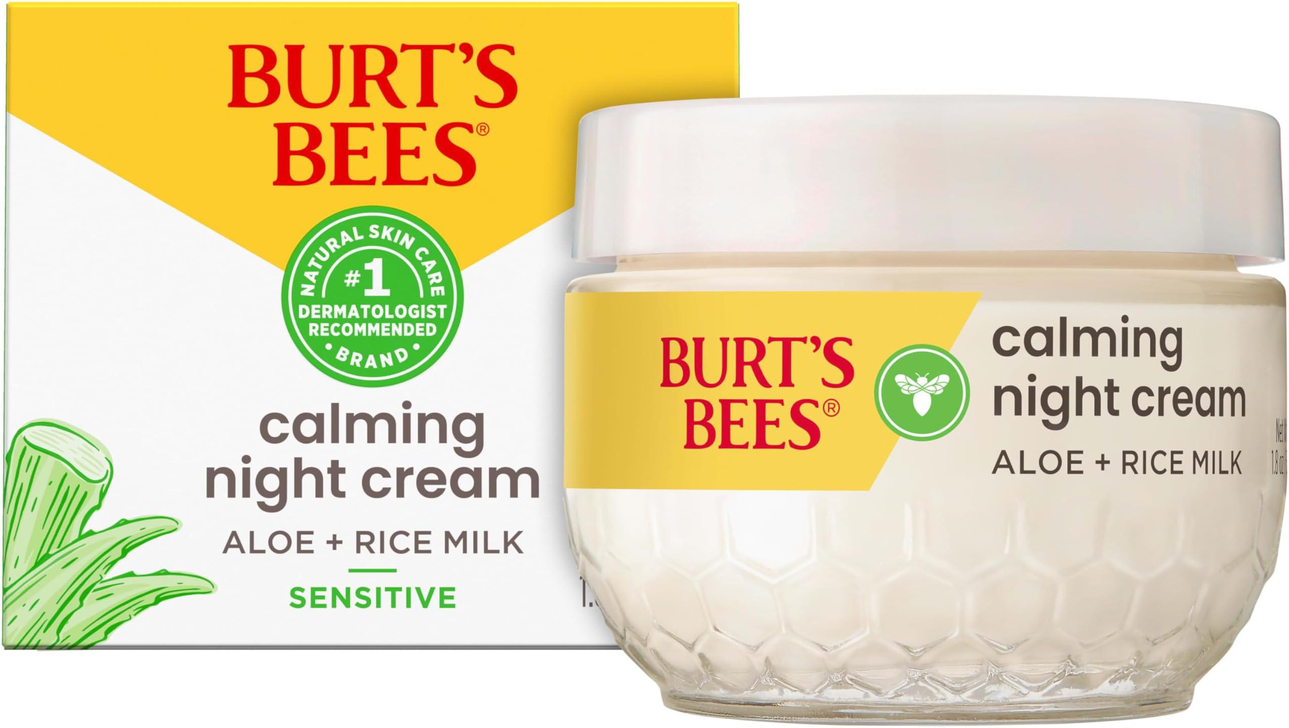 Amazon.com : Burt's Bees Calming Night Cream With Aloe and Rice Milk ...