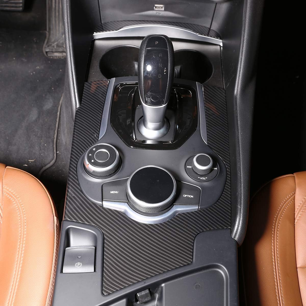 Left Drive For Giulia Carbon Fiber Style ABS Center Console Gear Shift ...