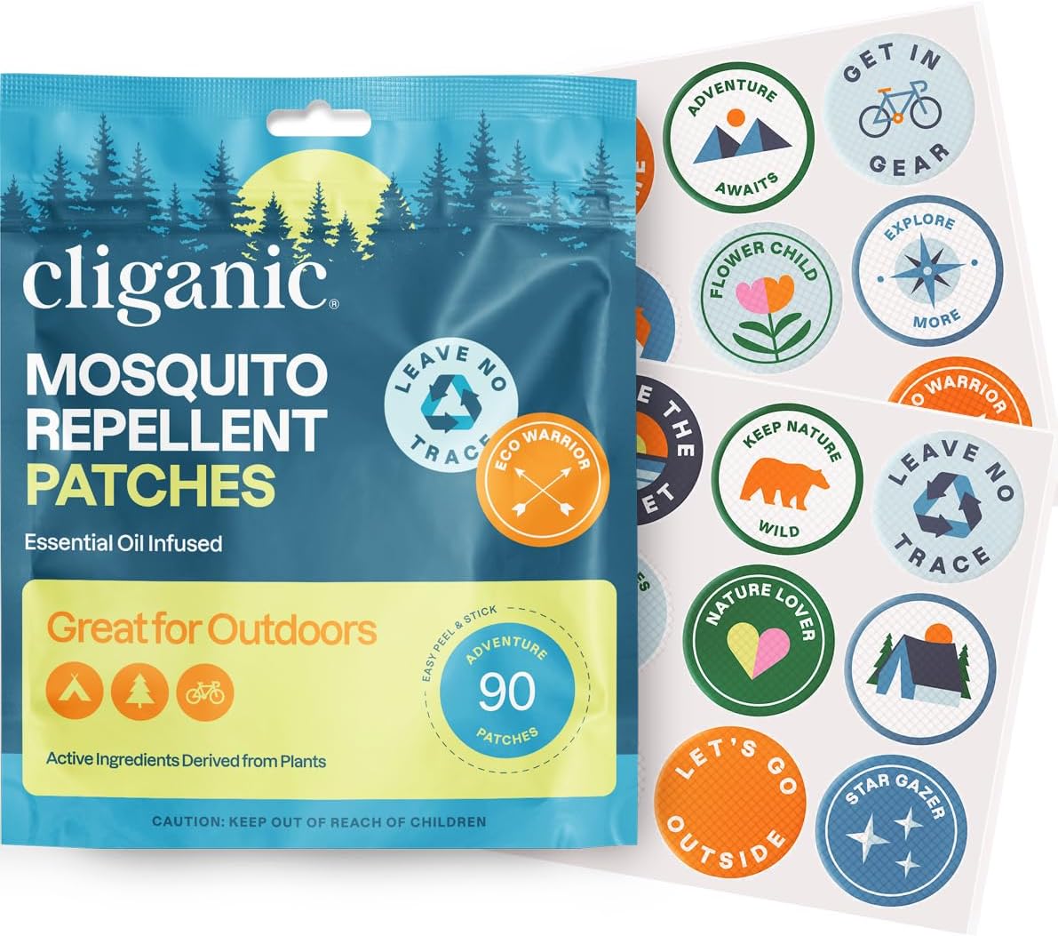 Amazon.com: Cliganic Mosquito Repellent Stickers (90 Pack) - Camping ...