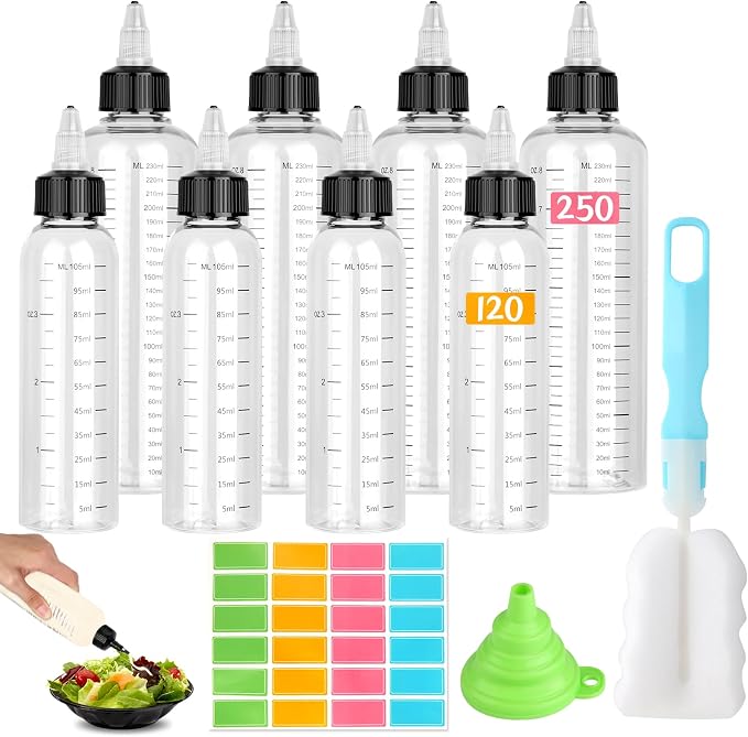 Plastic Squeeze Bottle, 8 pieces Sauce Bottle 120ml/250ml, Squeezy ...