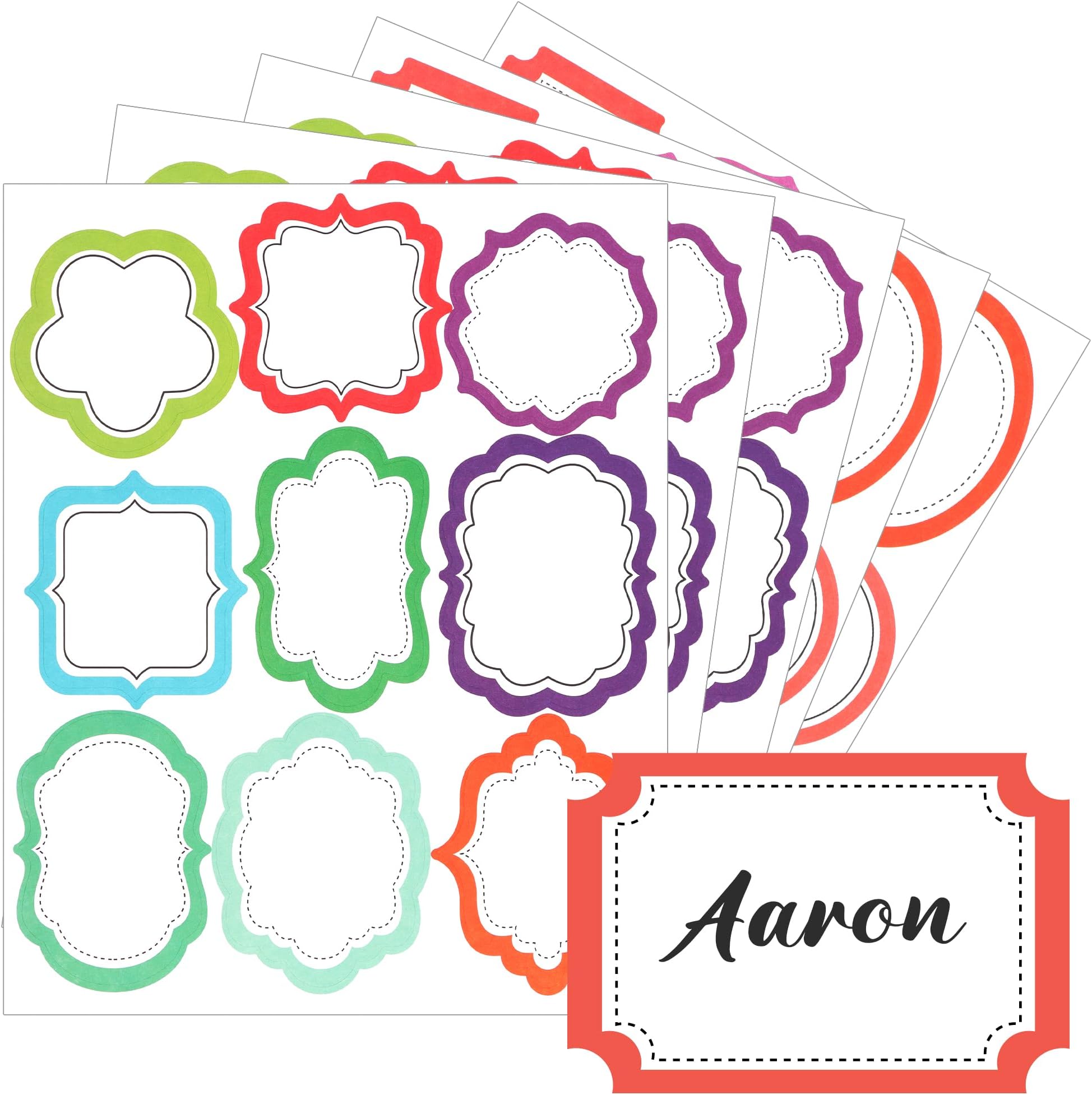 HOIIOH Colorful Name Tags Labels - 180 Self Adhesive Sticky Labels ...