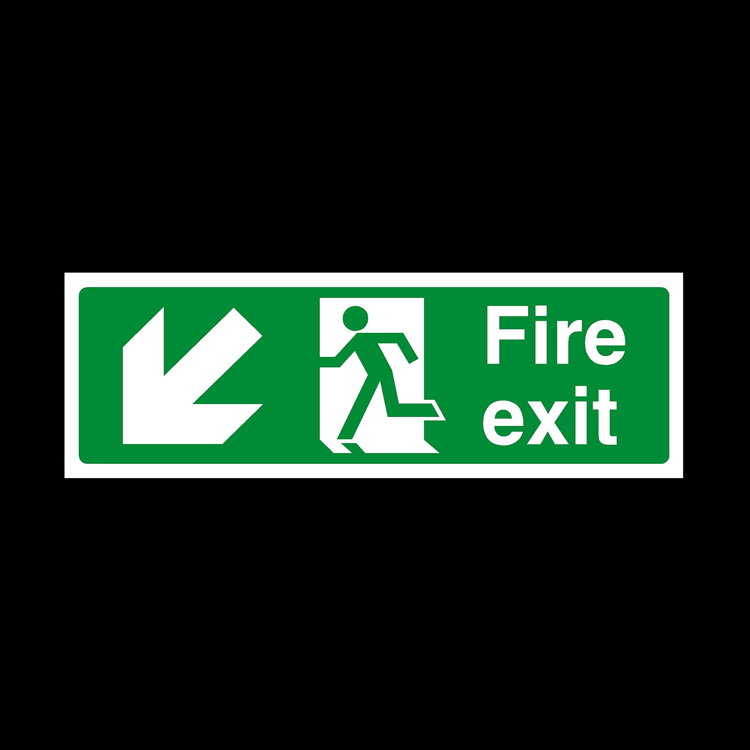 Fire Exit Plastic Sign Arrow Left Down 300x100mm - Fire/Emergency/Exit ...