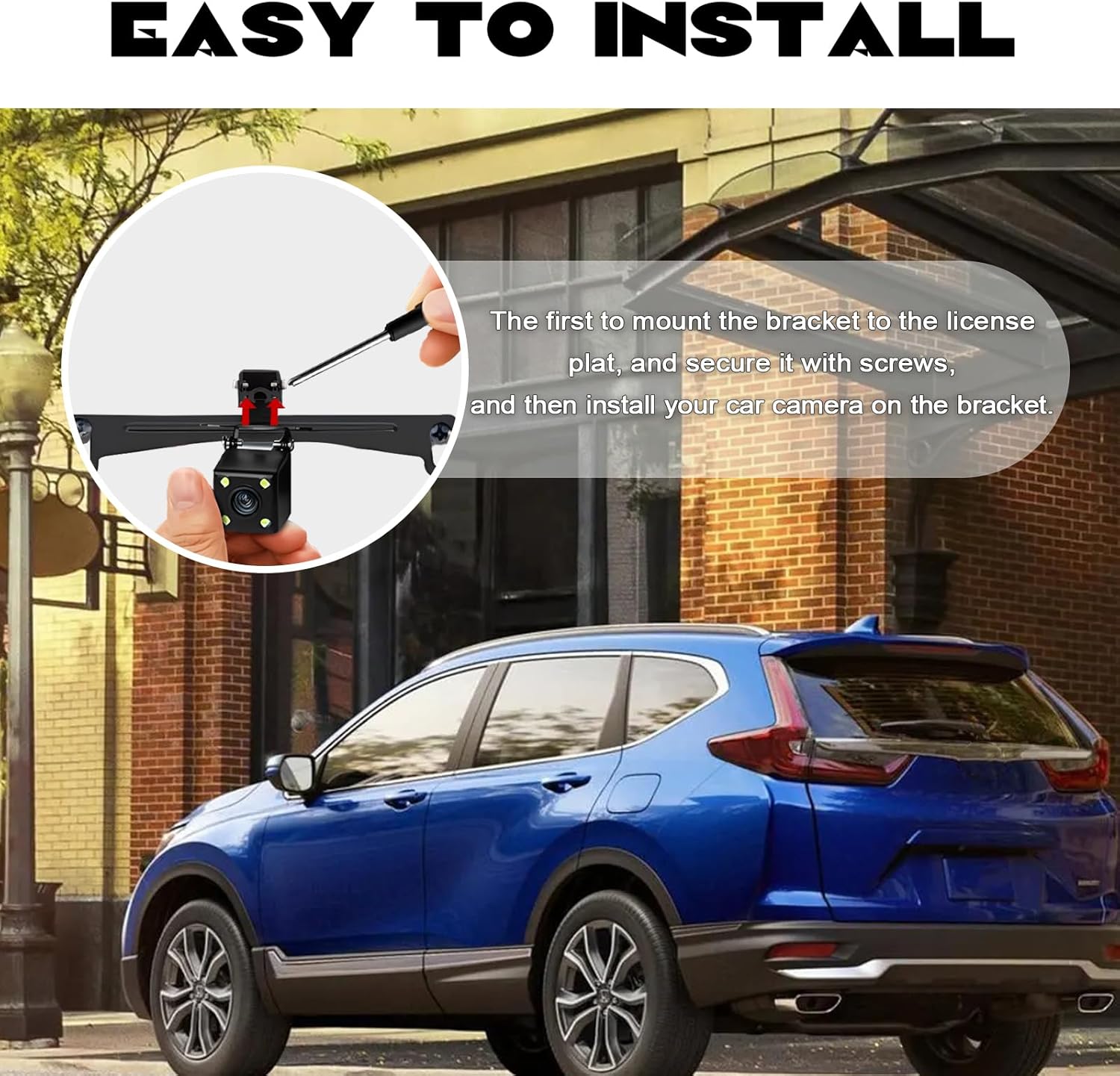 NTNEV Car Rear View Camera License Plate Bracket, Car Dash Cam Mirror ...