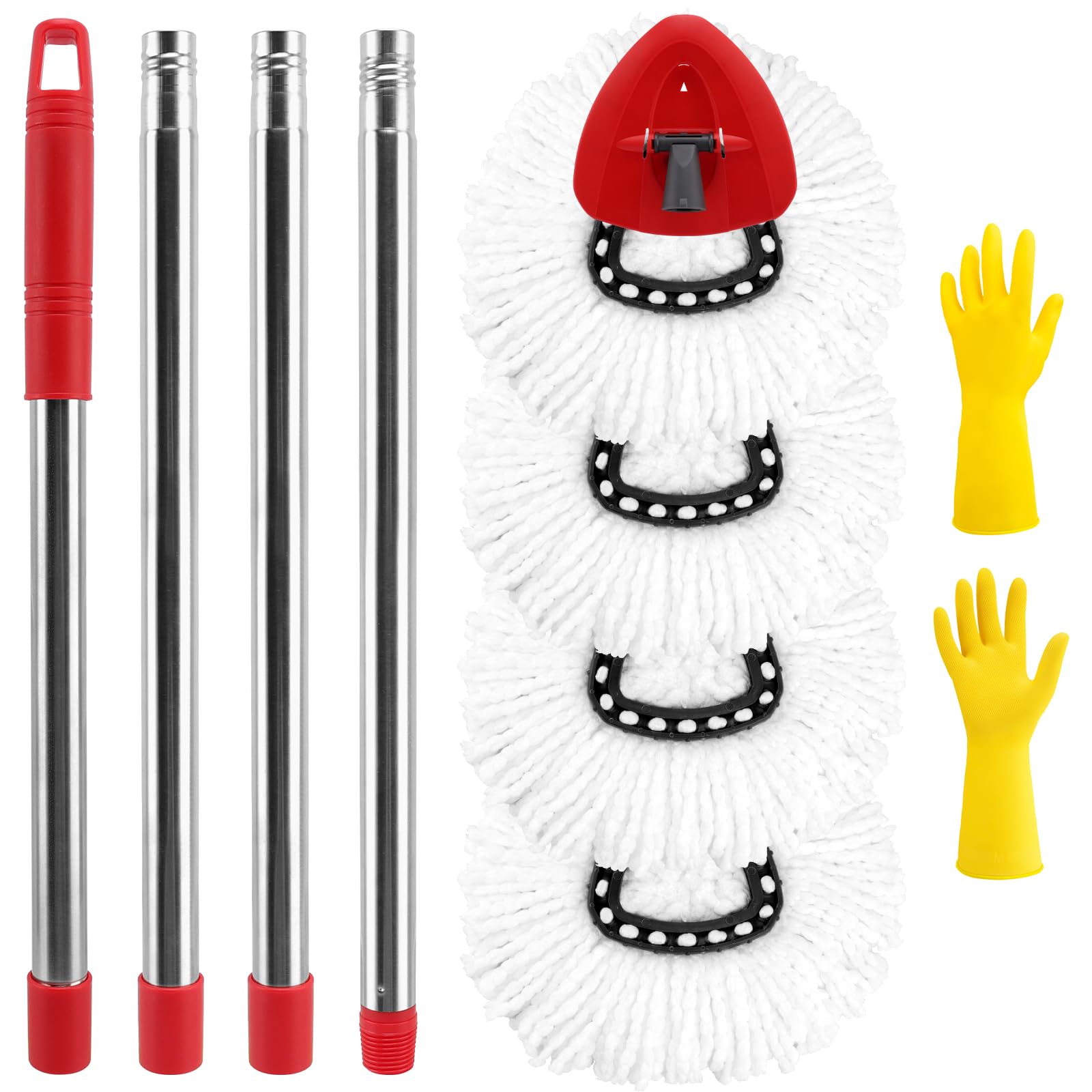 Amazon.com: 4 Pack Mop Heads Replacements, 1 Base, 1 Mop Handle (30 ...