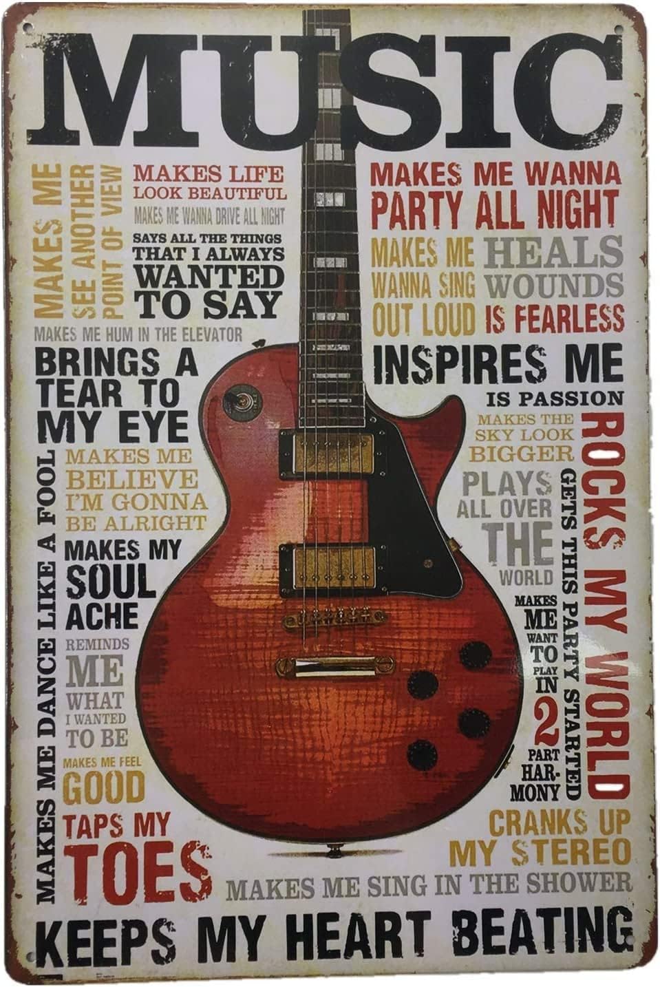Amazon.com: Vintage Metal Tin Sign Music Keeps My Heart Beating Music ...