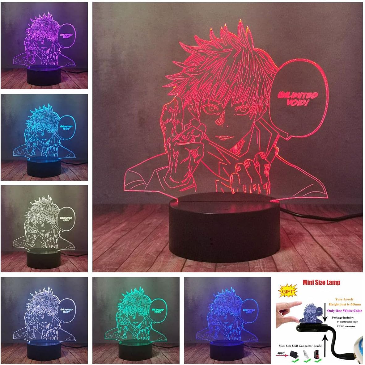 Anime Manga Lamp 3D LED Festival Gift Night Light Cool Satoru Gojo ...