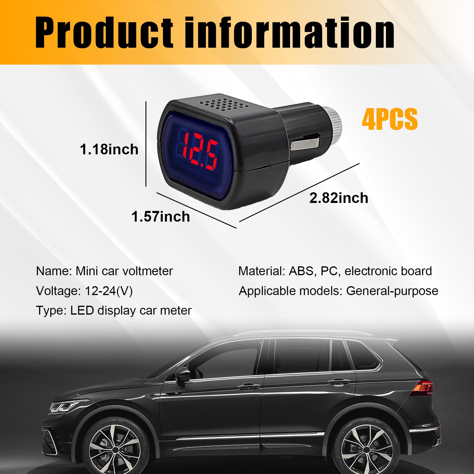 Snapklik.com : 4 PCS Car LED Cigarette Lighter Voltmeter, DC 12V 24V ...