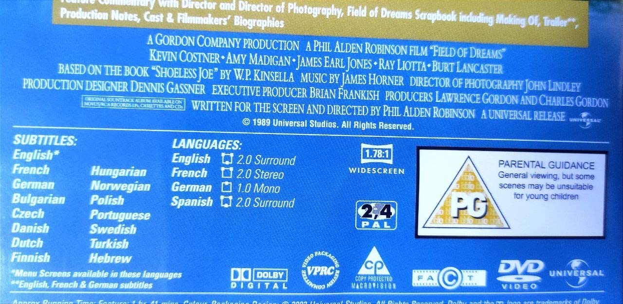 Field of Dreams : Costner, Kevin, Madigan, Amy, Jones, James Earl ...