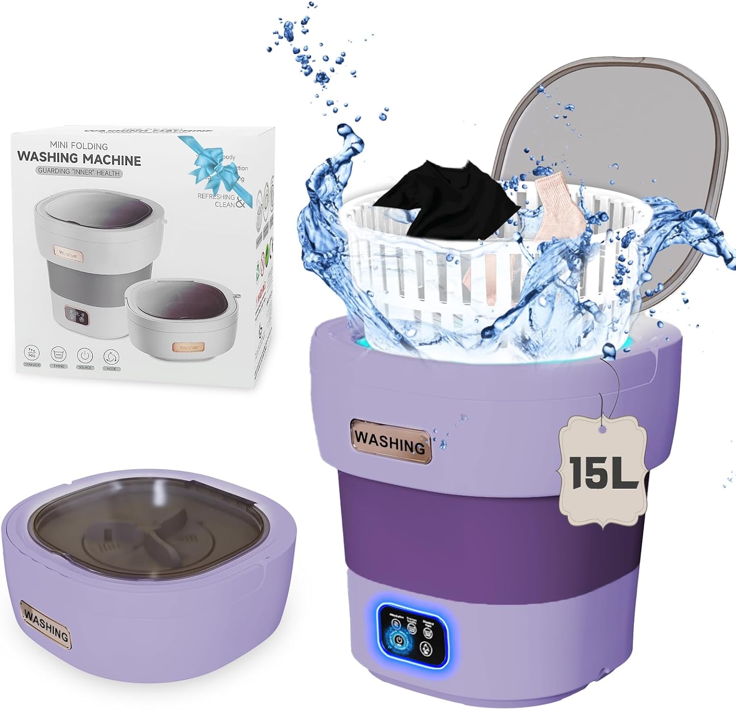 Amazon.com: Mini Washing Machine, 15L Portable Washer, Foldable Washing ...