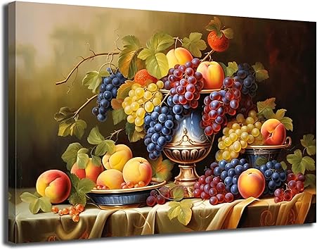 Amazon.com: Kitchen Fruit Canvas Wall Art Vintage Still Life Painting ...