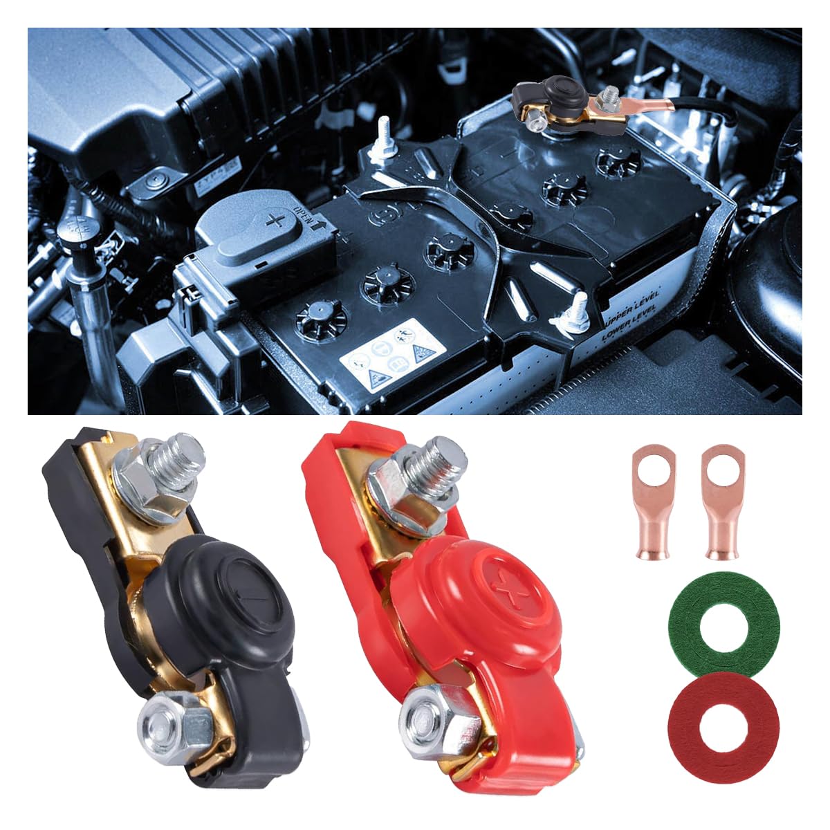 Amazon.com: Car Battery Terminal Connector, Negative & Positive Battery ...