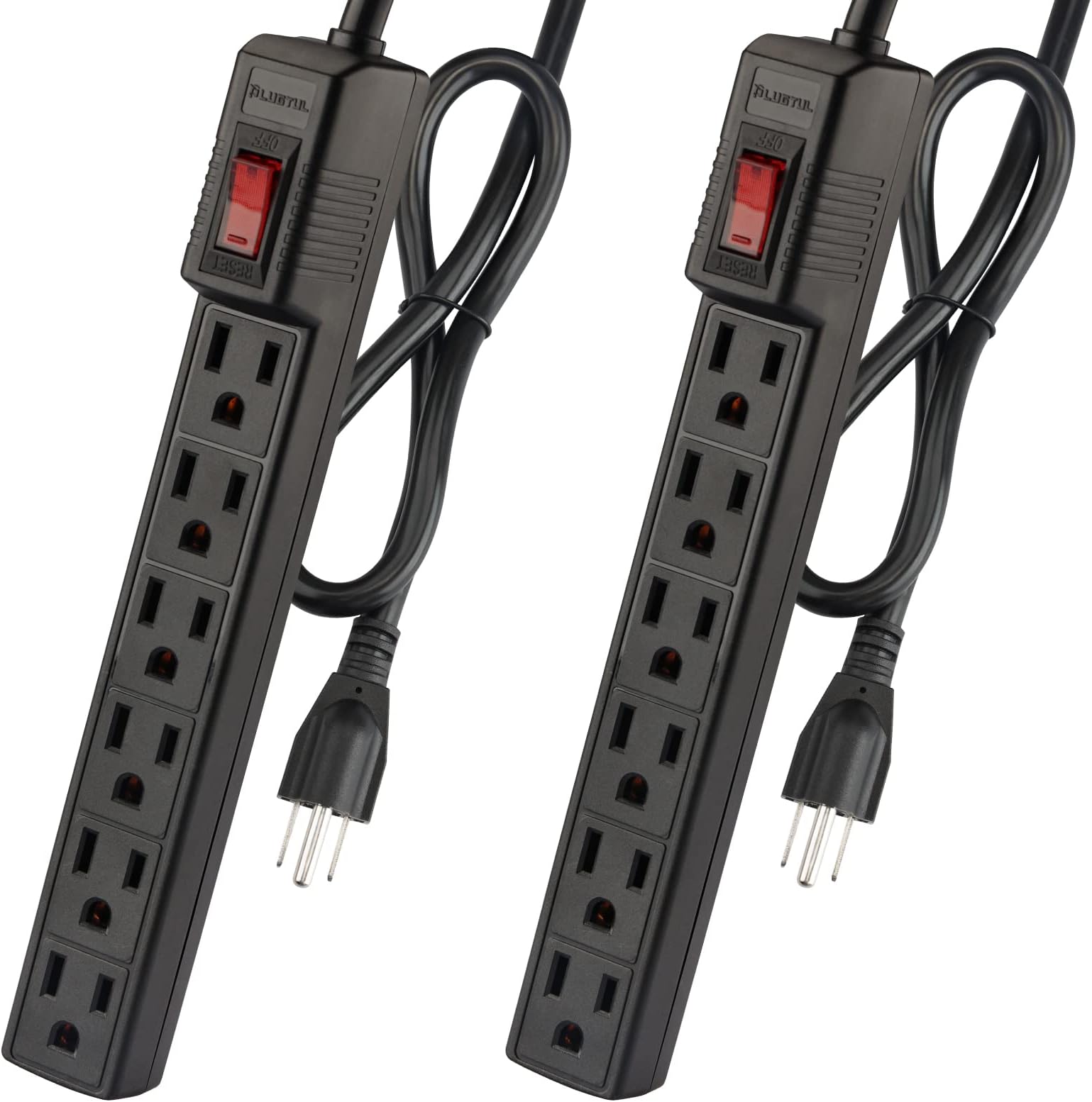 Amazon.com: PLUGTUL Power Strip Surge Protector 2-Pack - 6 Outlets & 2 ...