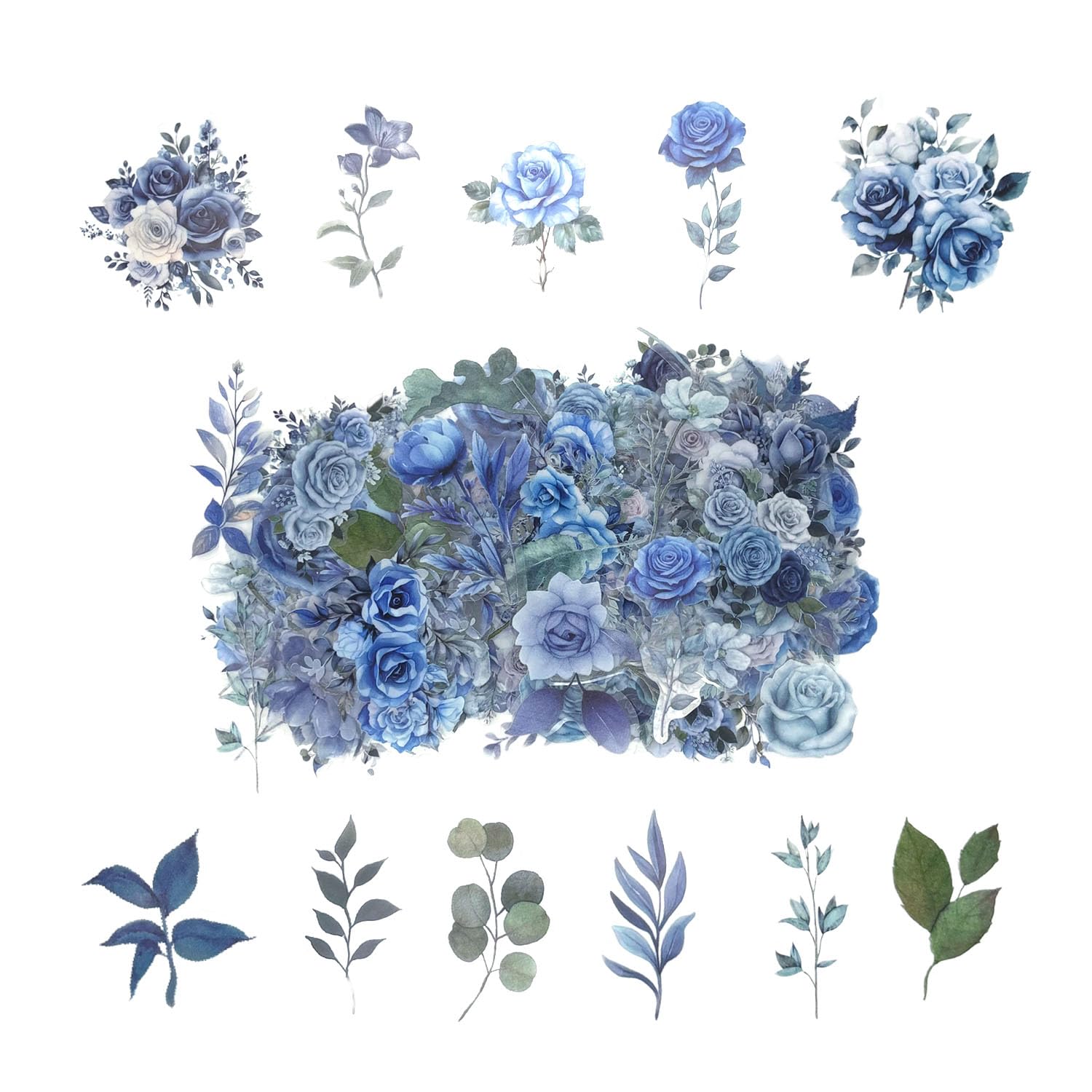 Amazon.com: Obujopal 100 Pcs Blue Flower Stickers, Wildflower Stickers ...