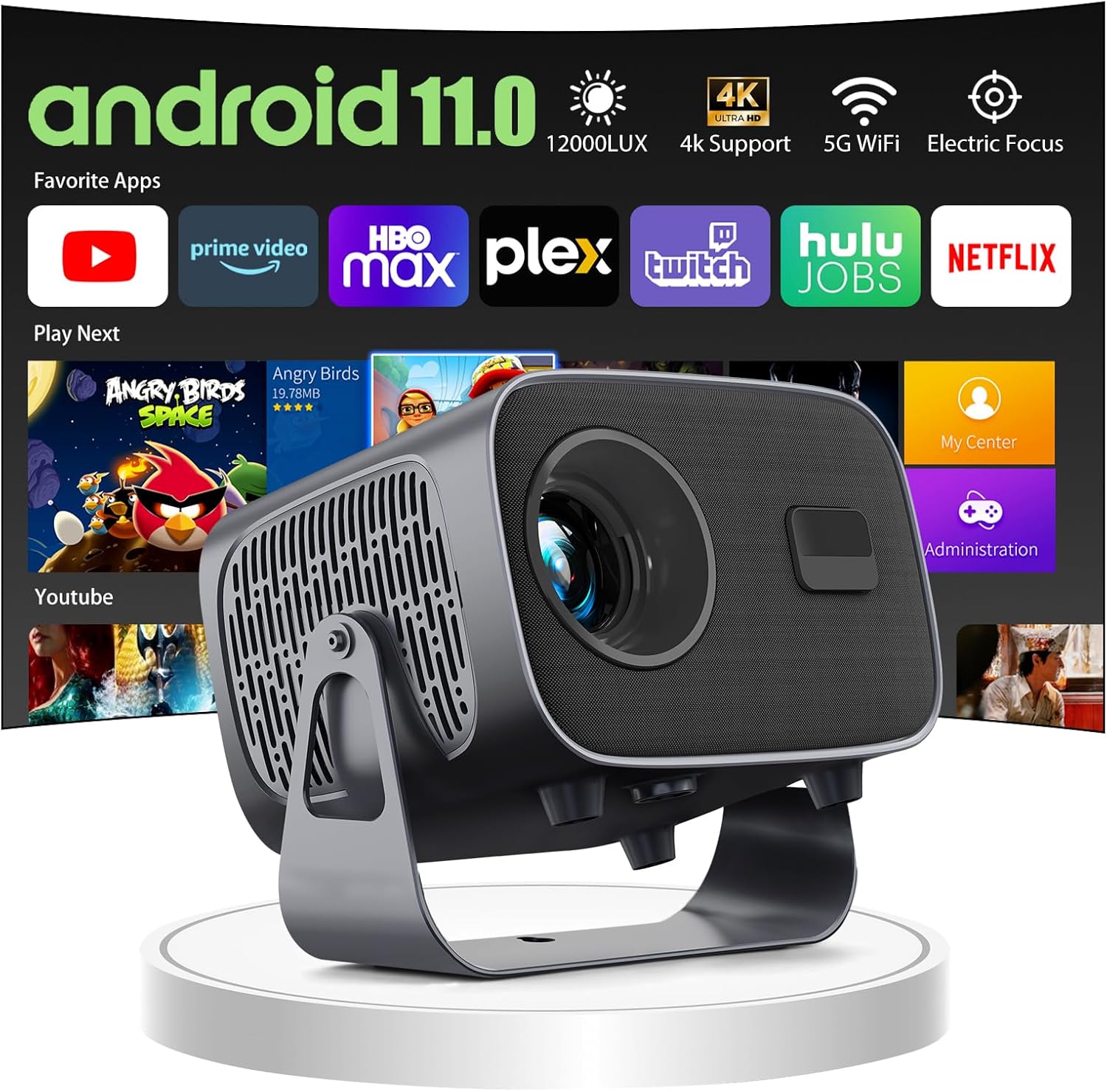 【Auto Fucus by Remote 】 Portable Netflix in Projector, Android WiFi TV ...