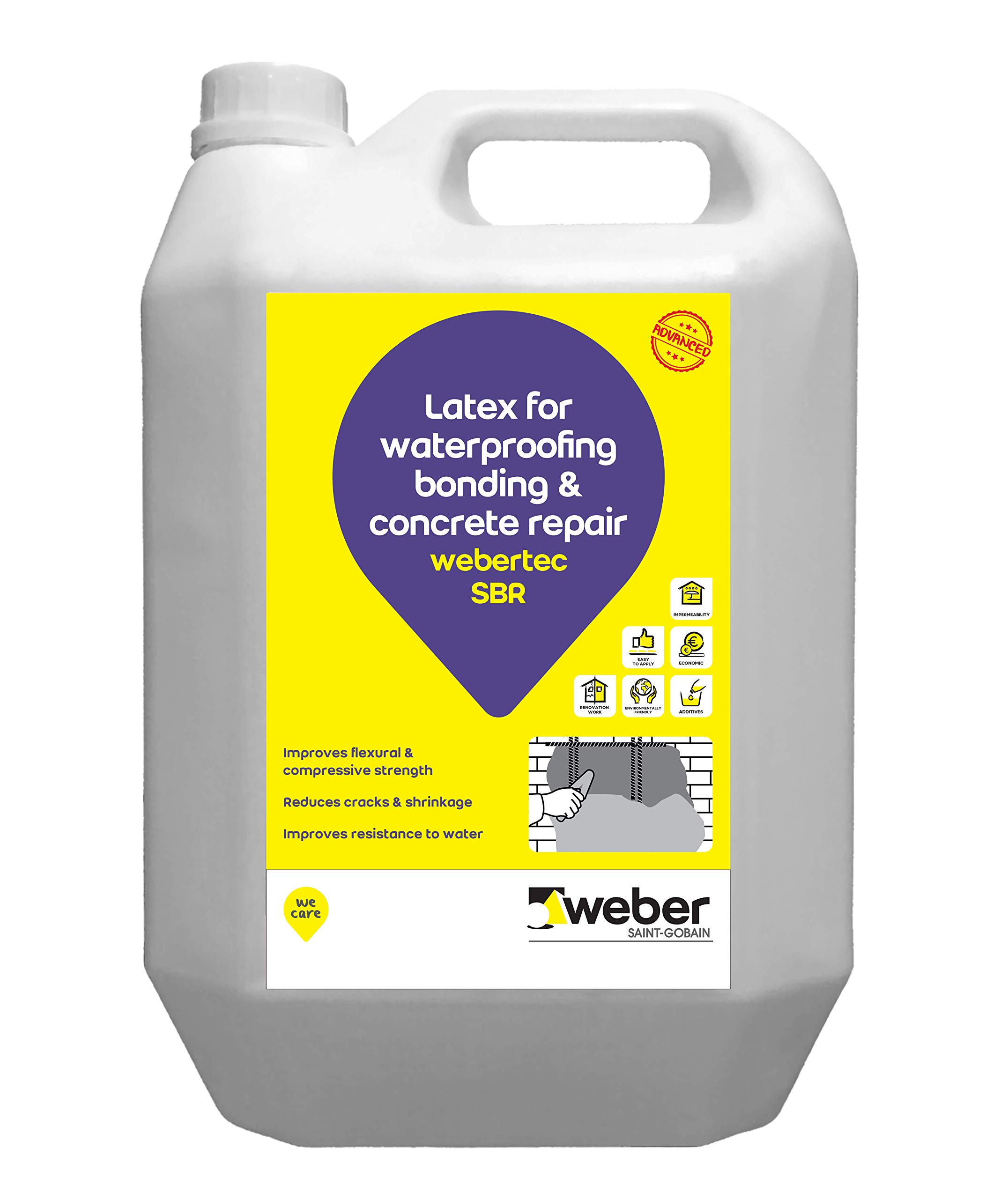 Buy Webertec SBR Saint Gobain Intergral Waterproofing additive (5 lt ...