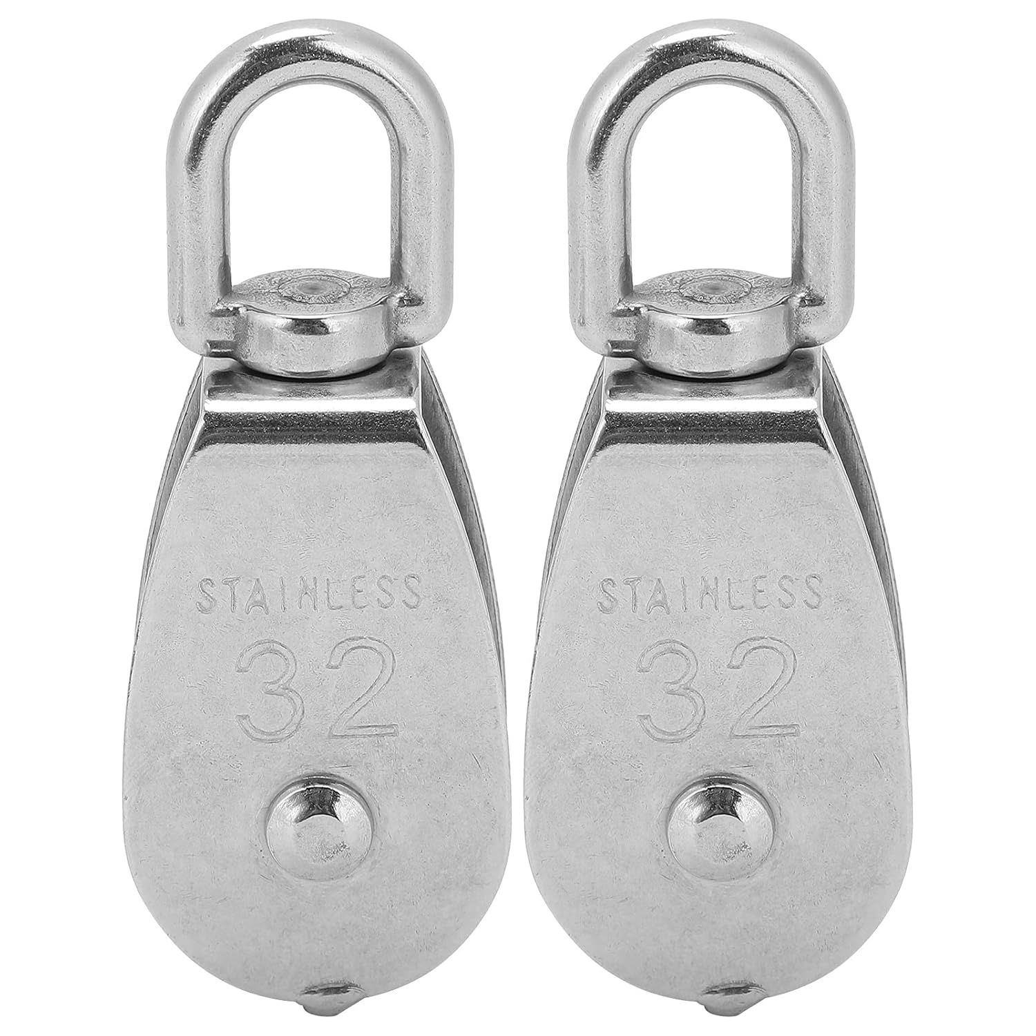 Set of 2 Stainless Steel Single Cable Pulley Blocks - Ideal for Hanging ...