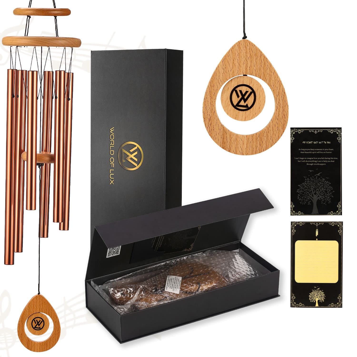 World of Lux Sympathy Wind Chimes - Memorial Wind Chimes for Loss of ...