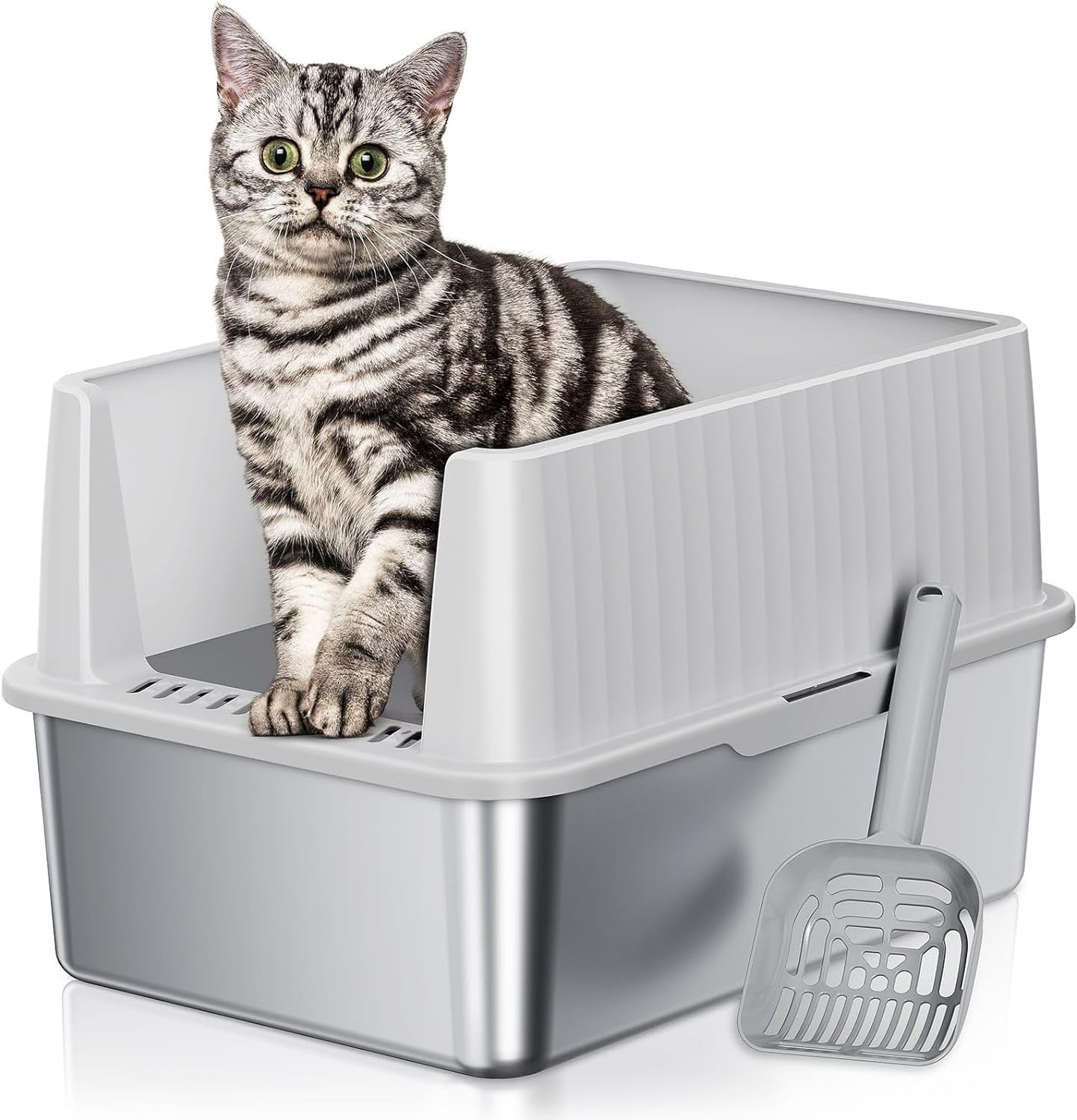 BUG HULL Stainless Steel litter box with Lid, 43 L x 34 W x 30 H CM ...
