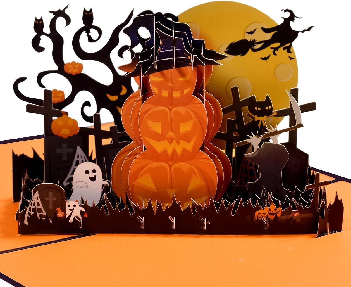 Amazon.com : Paper Love 3D Halloween Pumpkin Pop Up Card, For Spooky ...