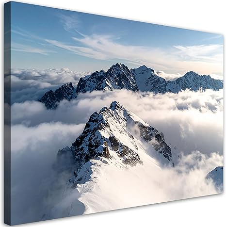 Feeby - Impression sur Toile - Chambre Salon - Sommets enneigés ...