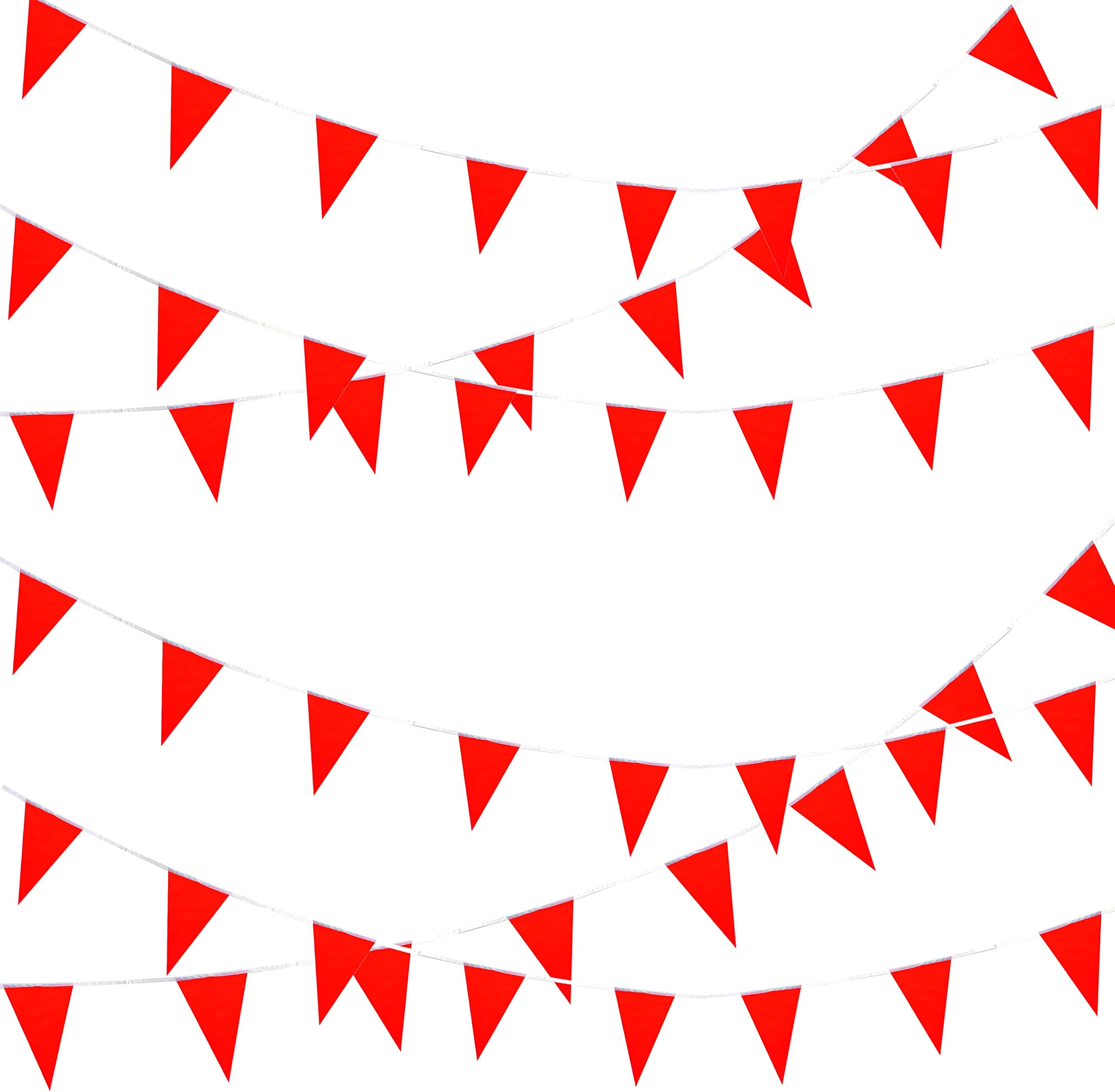 Amazon.com: TSMD Solid Red Pennant Banners Flags String DIY Bunting ...