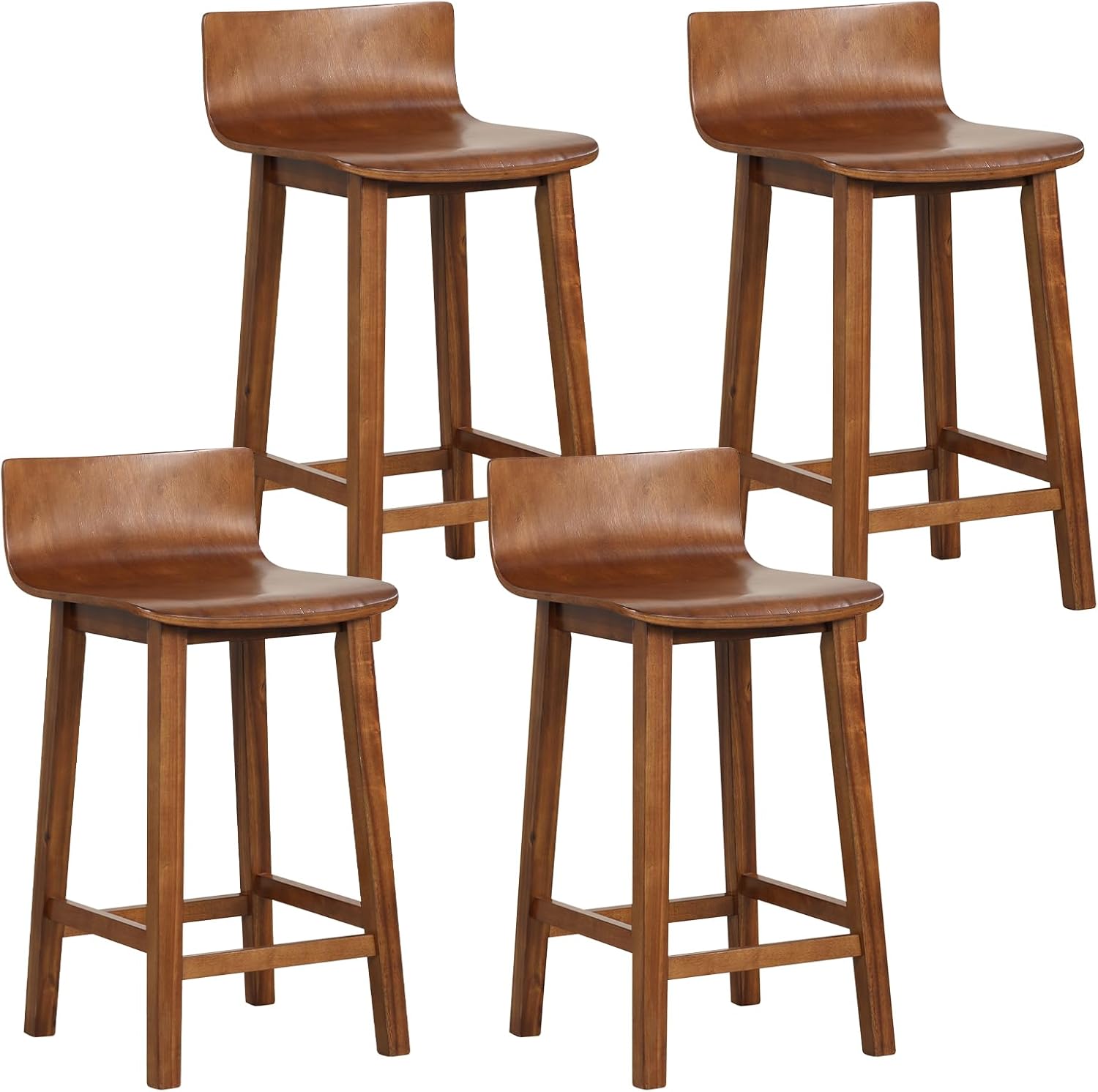 Amazon.com: COSTWAY Solid Wood Bar Stools Set of 4, 24.5-inch Counter ...