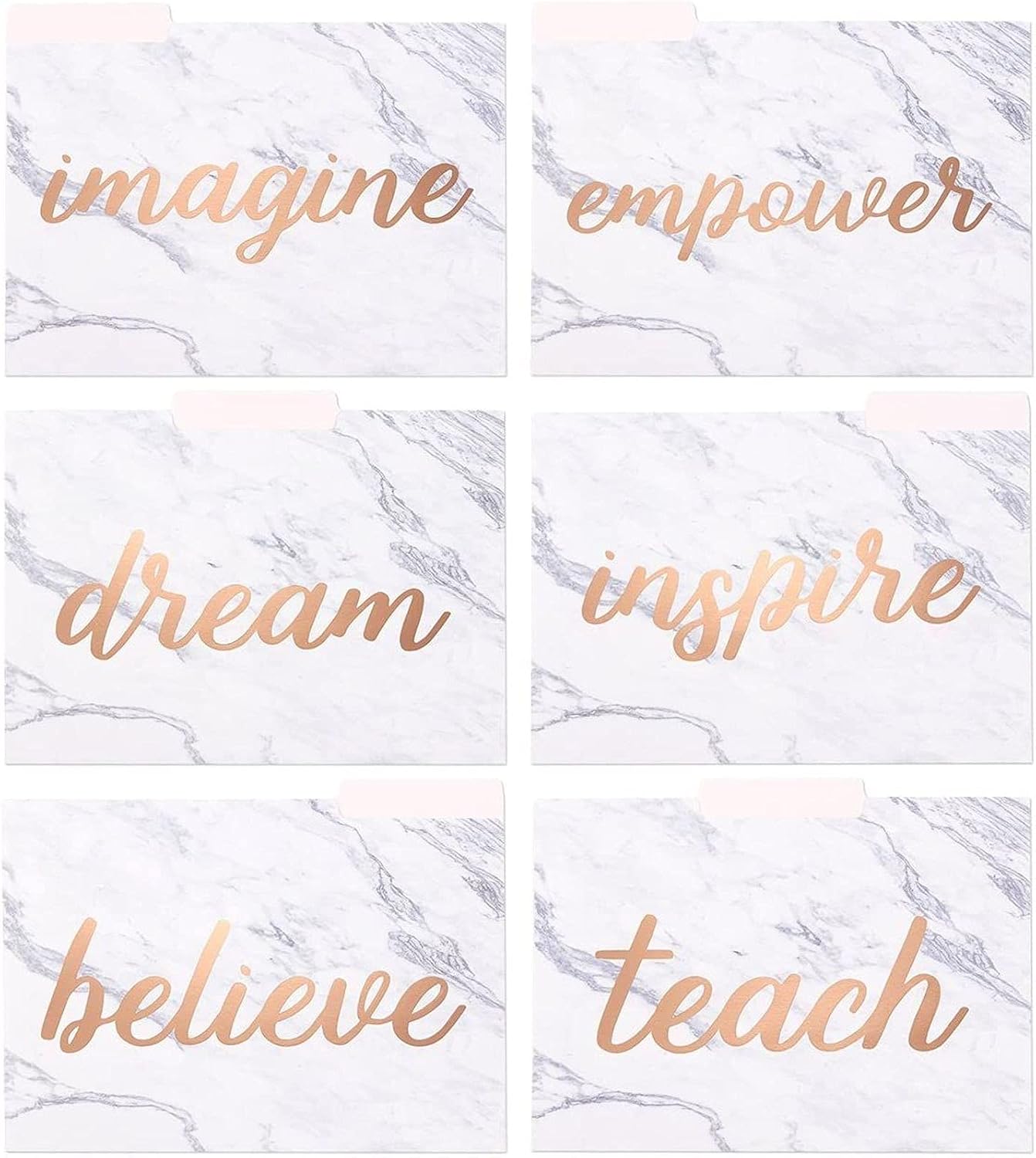 Amazon.com : 12 Pack Decorative File Folders Marble, Cute Rose Gold ...