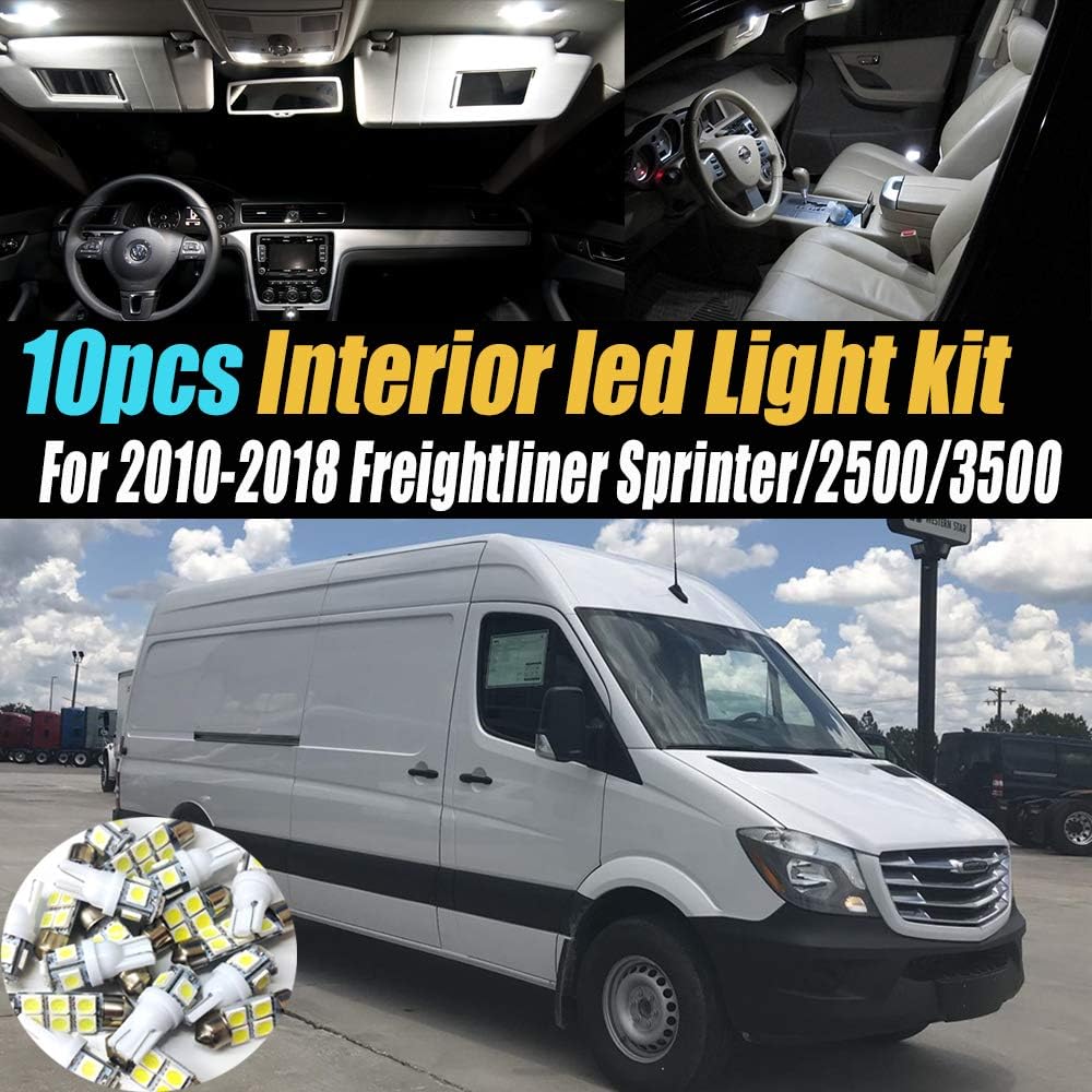 Amazon.com: 10Pc Super White 6000k Car Interior LED Light Bulb Kit Pack ...