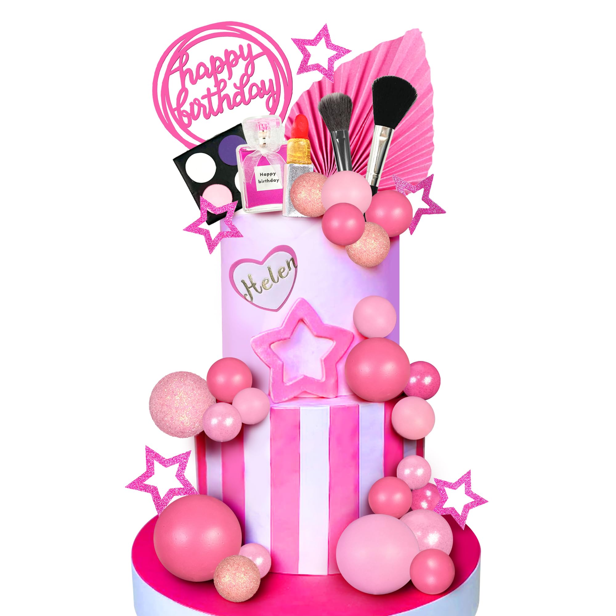 Amazon.com: Tazimi 32 PCS Makeup Cake Topper Happy Birthday Cake Topper ...