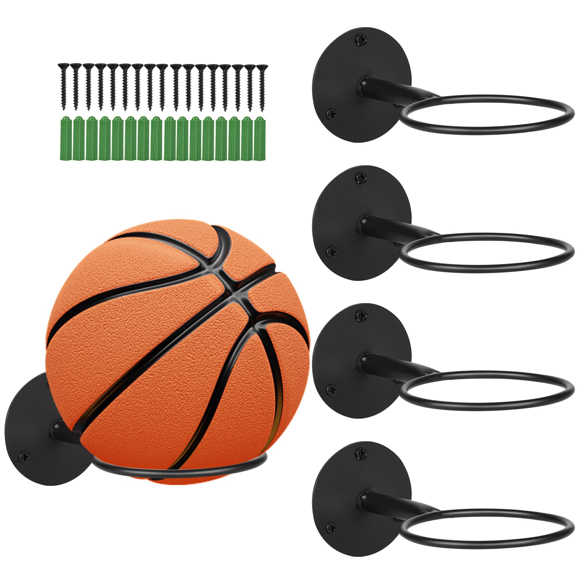 5 Pack Metal Ball Holder Wall Mounted Ball Storage Universal Ball Rack ...