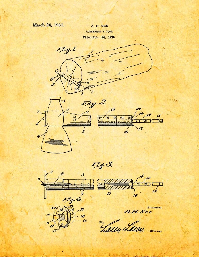 Amazon.com - Lumberman's Tool Patent Print Golden Look (8.5" x 11") M15509