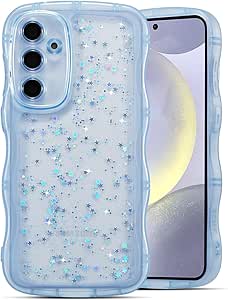 QLTYPRI Case for Samsung Galaxy A16 4G/5G, Cute Curly Wave Frame Clear Glitter Case for Girls ...
