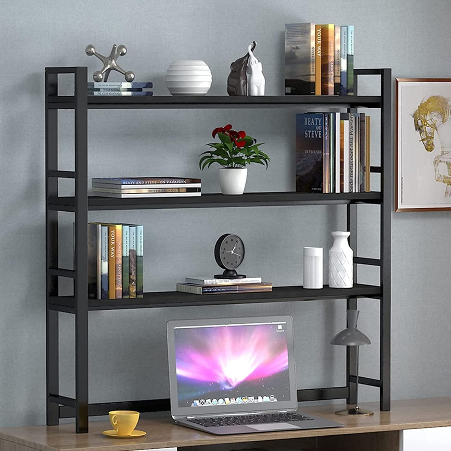 Amazon.com: 3 Tier Desktop Bookshelf / Bookcase - Computer Desk ...