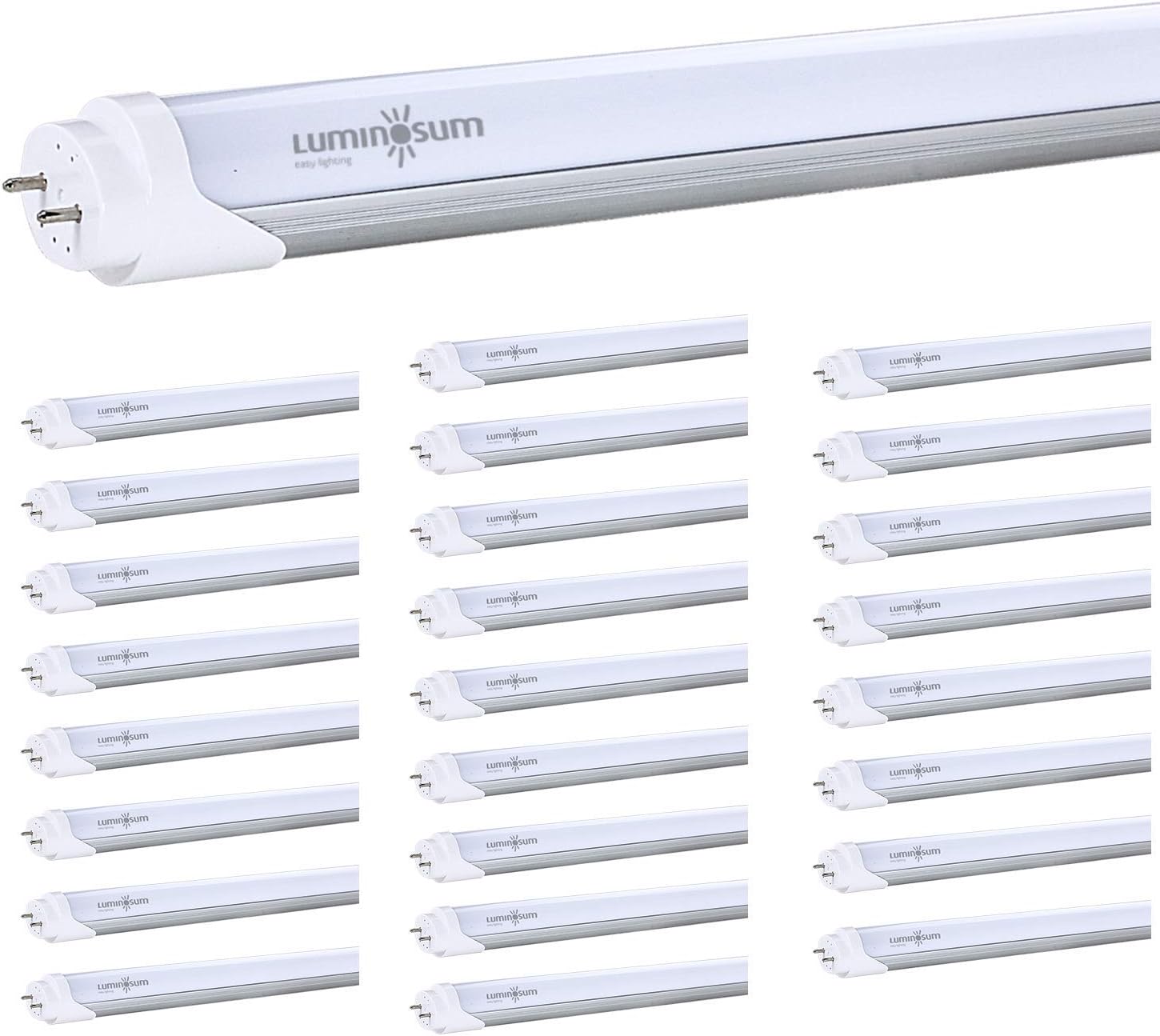 LUMINOSUM T8/T10/T12 4 Foot LED Light Tube 20W 48 inch, 40W Equivalent ...