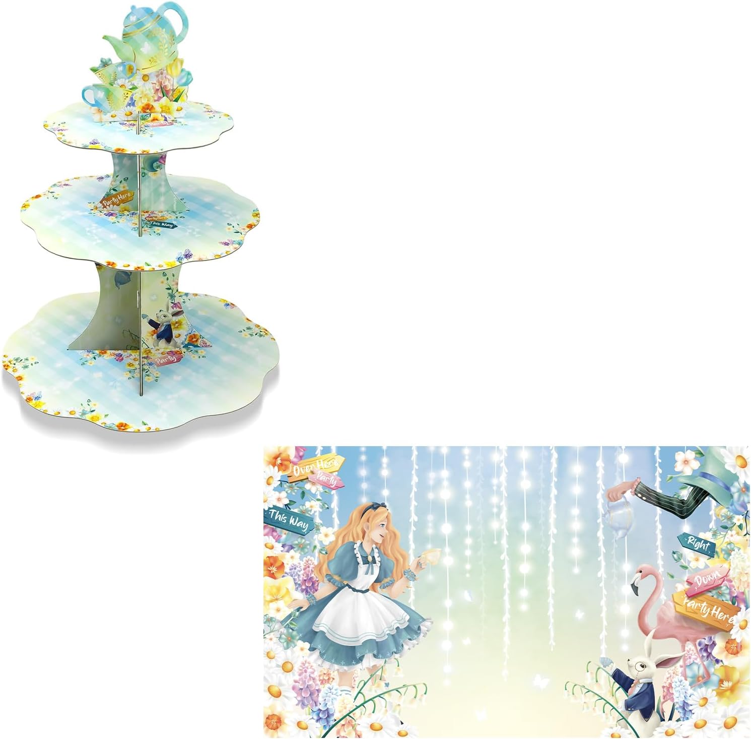 Amazon.com | Cheerland Bundle Alice in Wonderland Flower Teapot Cupcake ...